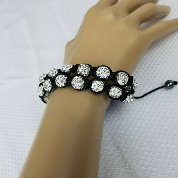 Unbranded | Jewelry | Mm White Two Row Disco Ball Beads Bangles Sparkly ...